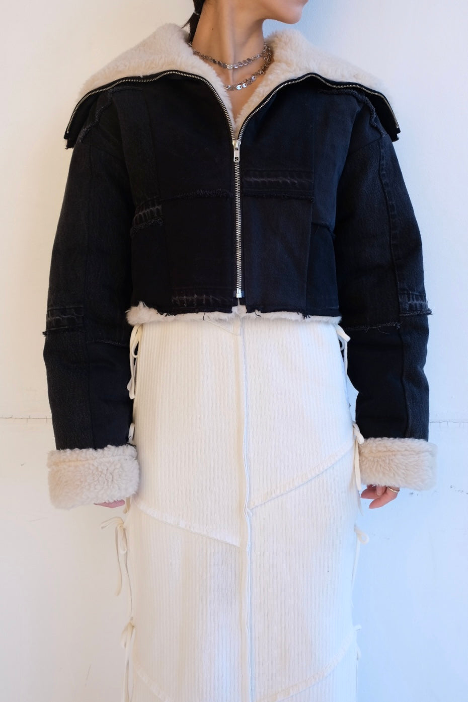 black denim boa jacket – MALION vintage